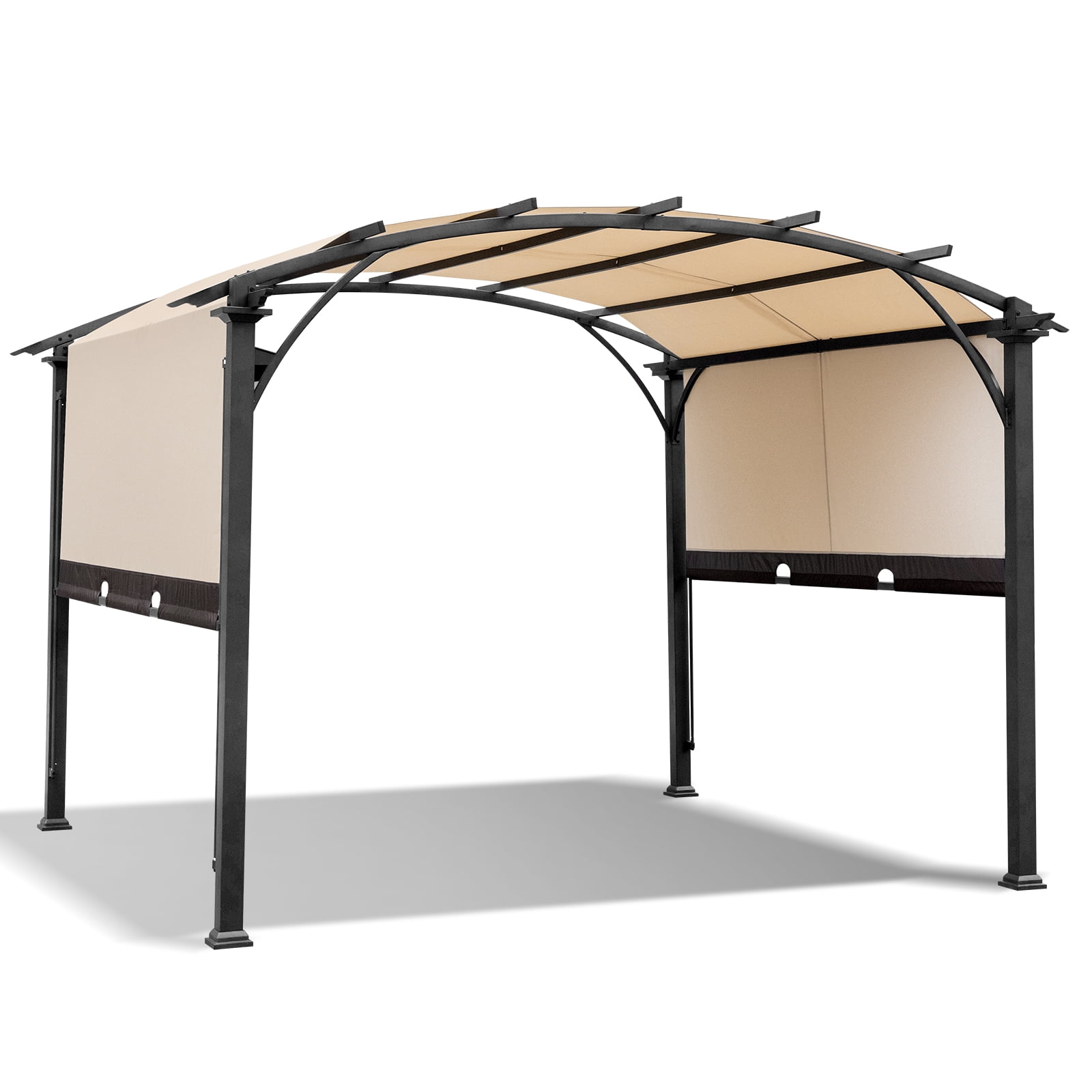 CHEERFUN 11.3' x 11.3' Outdoor Pergola with Adjustable Canopy, Steel ...