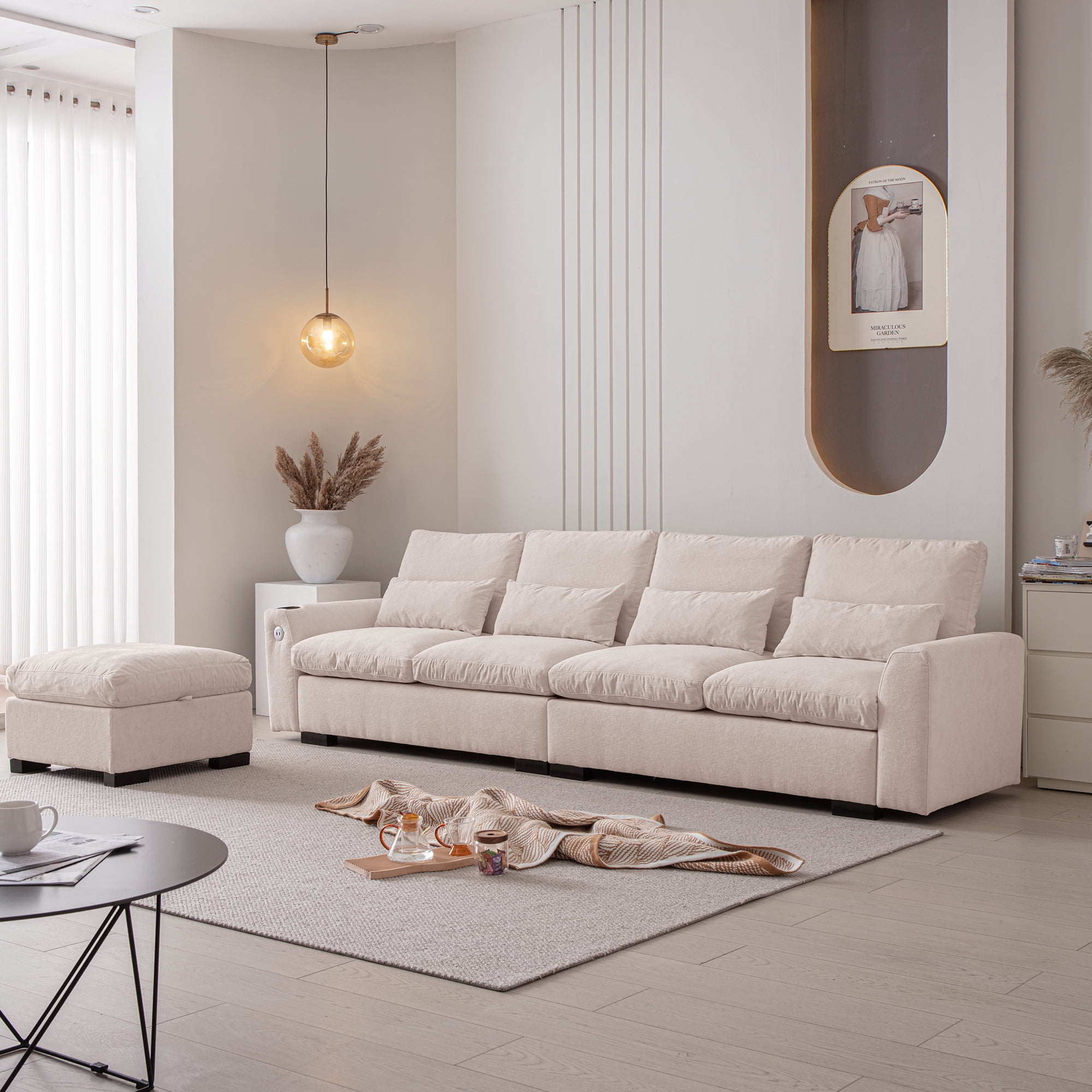 CHEERFUN 114.5'' Modern L Shaped Chenille Sofa Couch with Reversible ...