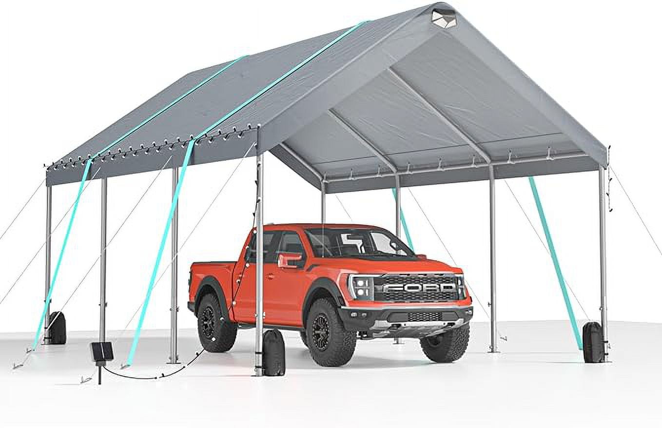 CHEERFUN 12x20 Heavy Duty Carport Canopy - Portable Car Tent Garage ...