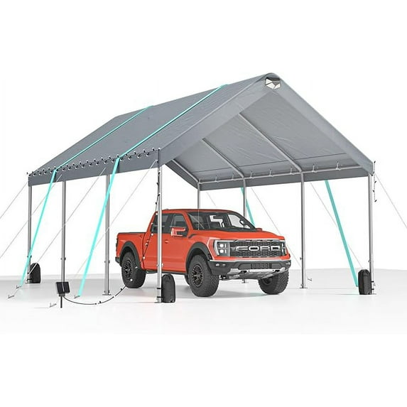 CHEERFUN 12x20 Heavy Duty Carport Canopy - Portable Car Tent Garage ...