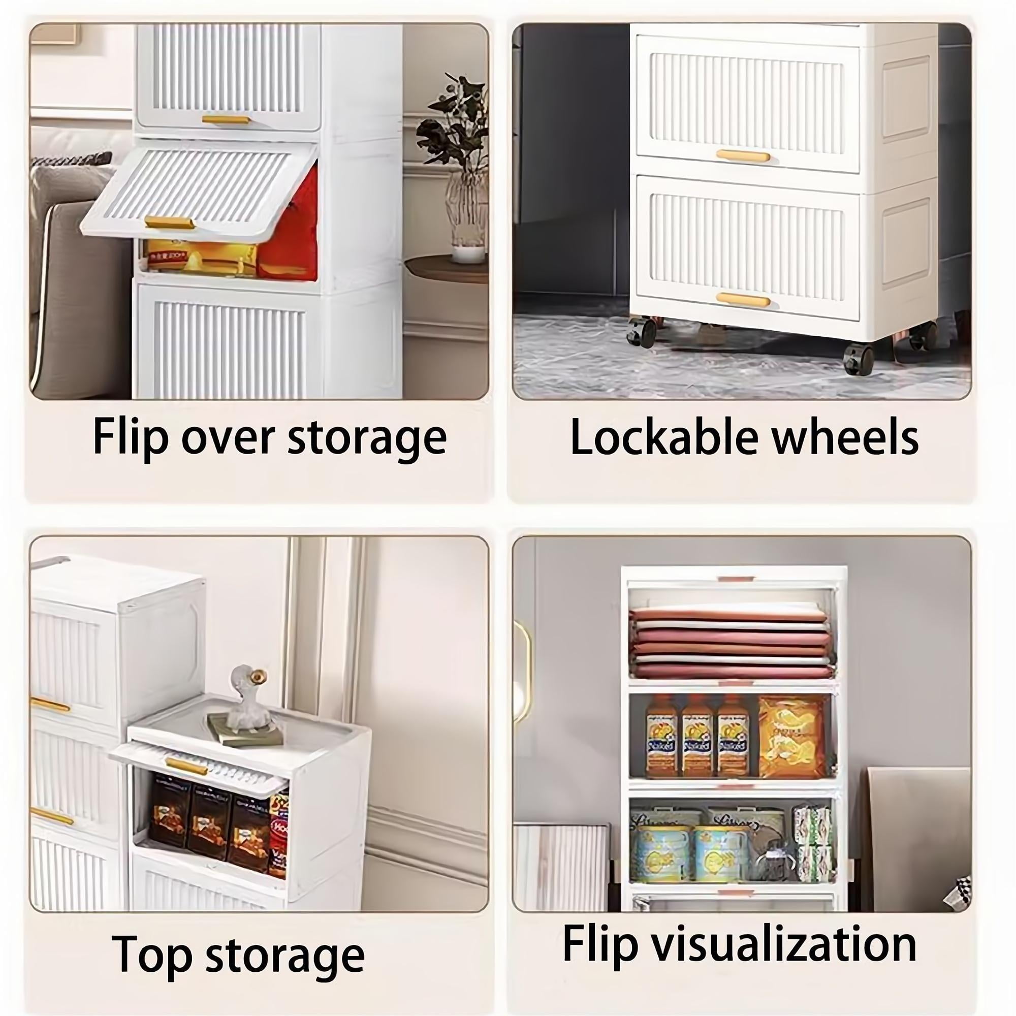 CHEERFUN 15.75' Side Wide 4-Layers Flip Open Storage Box with Wheels ...