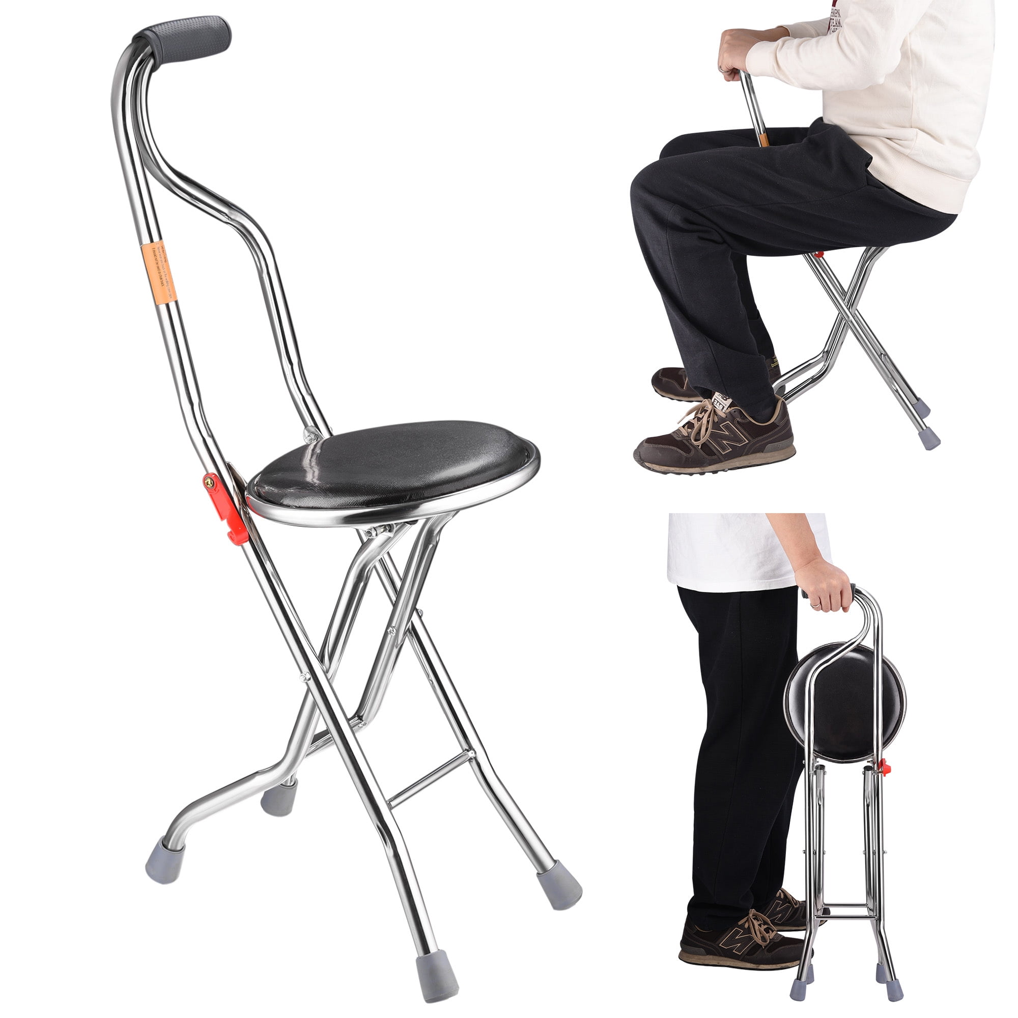 CHEERFUN 187.4 Lbs Capacity 2-in-1 Folding Cane Seat, Lightweight ...