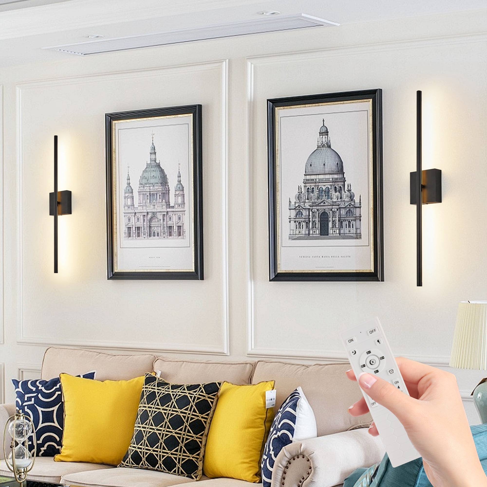 CHEERFUN 28'' 2-Pack Modern LED Wall Sconce, Matte Black Minimalist ...