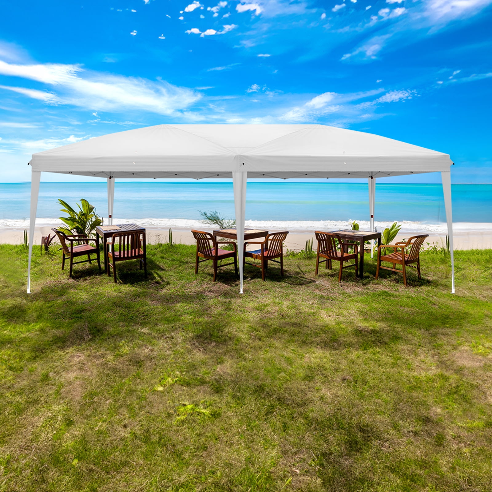 CHEERFUN 3 x 6m Waterproof Folding Tent with Two Windows for Outdoor ...