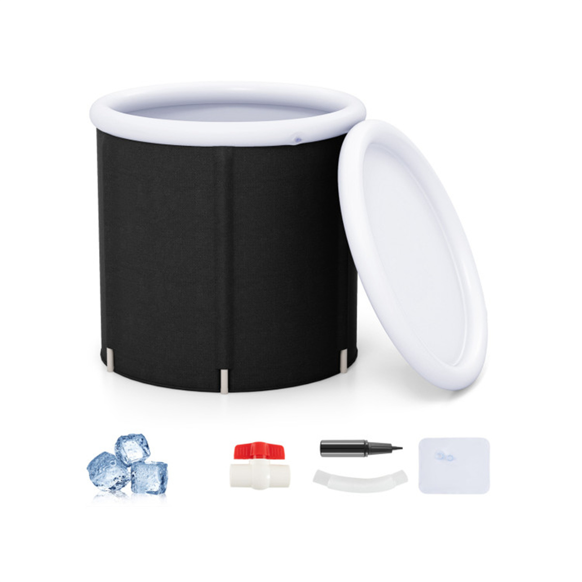 CHEERFUN 32'' x 29.5'' Outdoor Portable Tub with Lid for Ice Bath ...