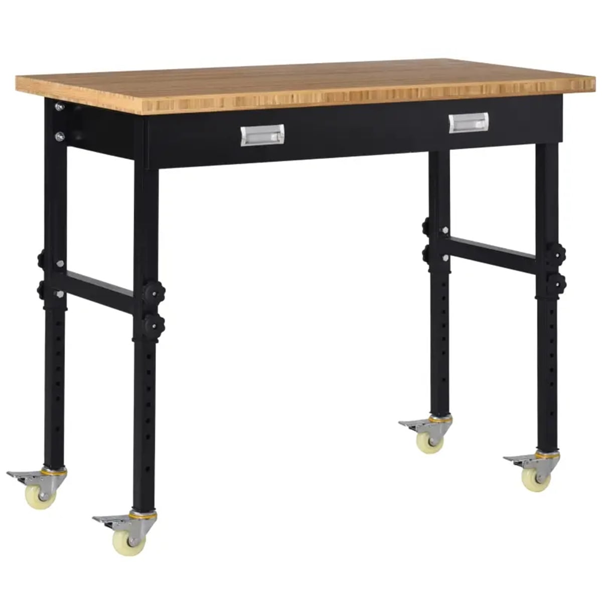 CHEERFUN 47' Garage Work Bench with Drawer, Adjustable Height Bamboo ...