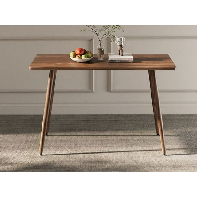 CHEERFUN 47'' Modern Minimalist MDF Dining Table, Walnut Metal Legs ...