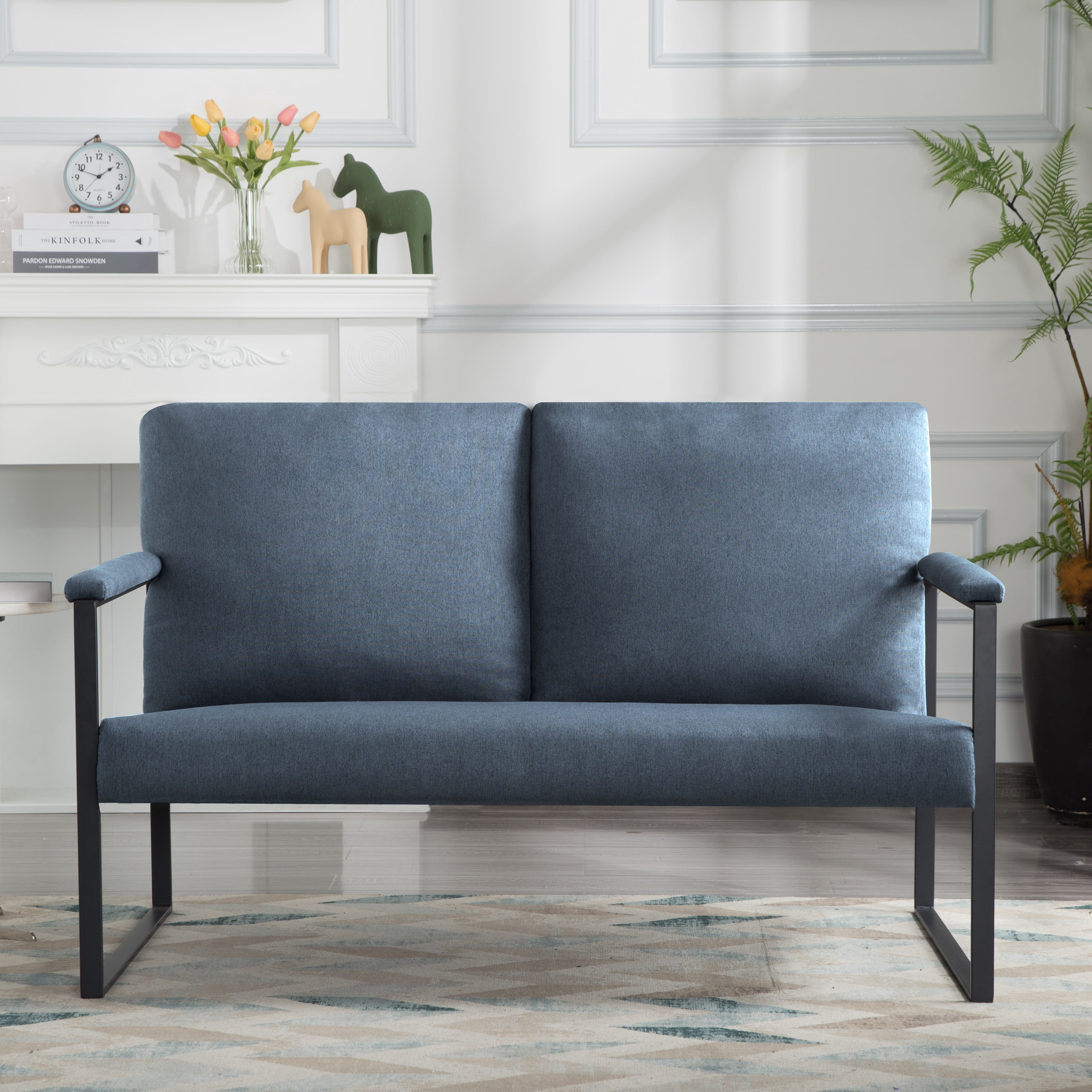 CHEERFUN 49.2” Modern Metal Frame Loveseat with Removable Cushions ...