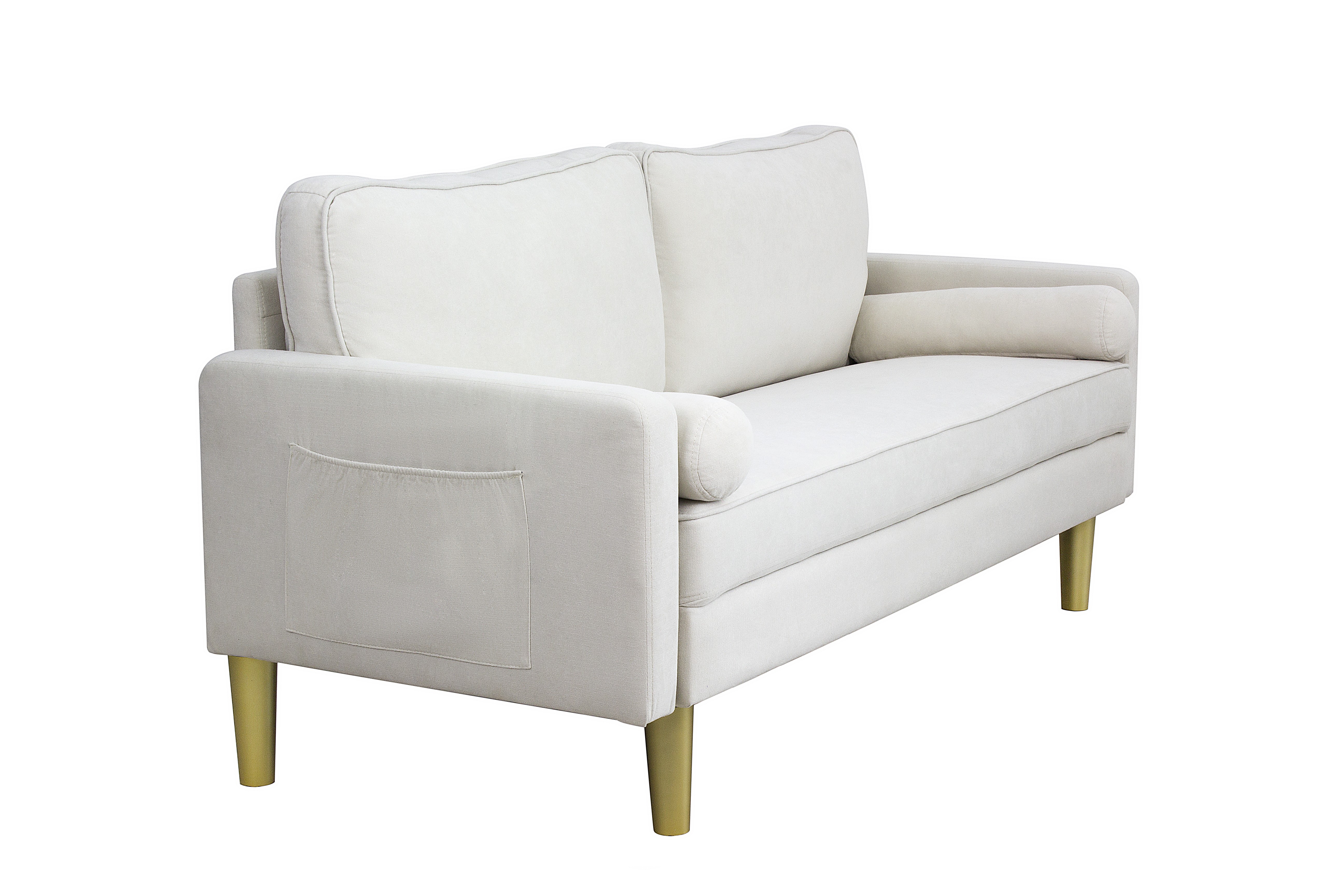 CHEERFUN 65.4" Linen Sofa Couch with 2 Pillows, 3 Seater Modern Couches ...