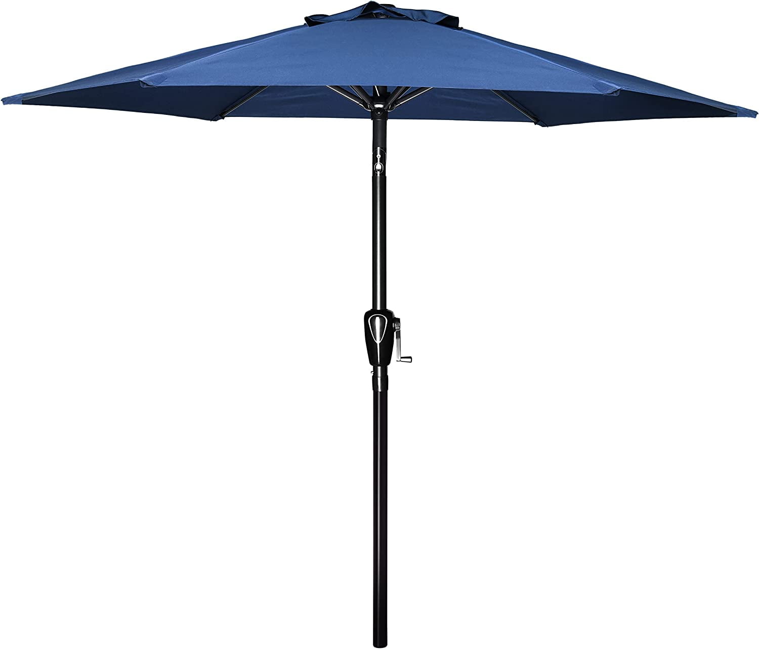 CHEERFUN 7.5 ft Blue Polyester Patio Umbrella with Crank, UV Protection, and Rust-Resistant ...