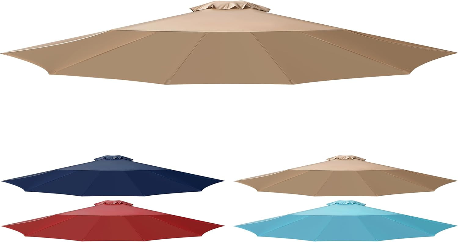 CHEERFUN 9' Patio Umbrella Replacement Canopy Outdoor Table Market Yard ...
