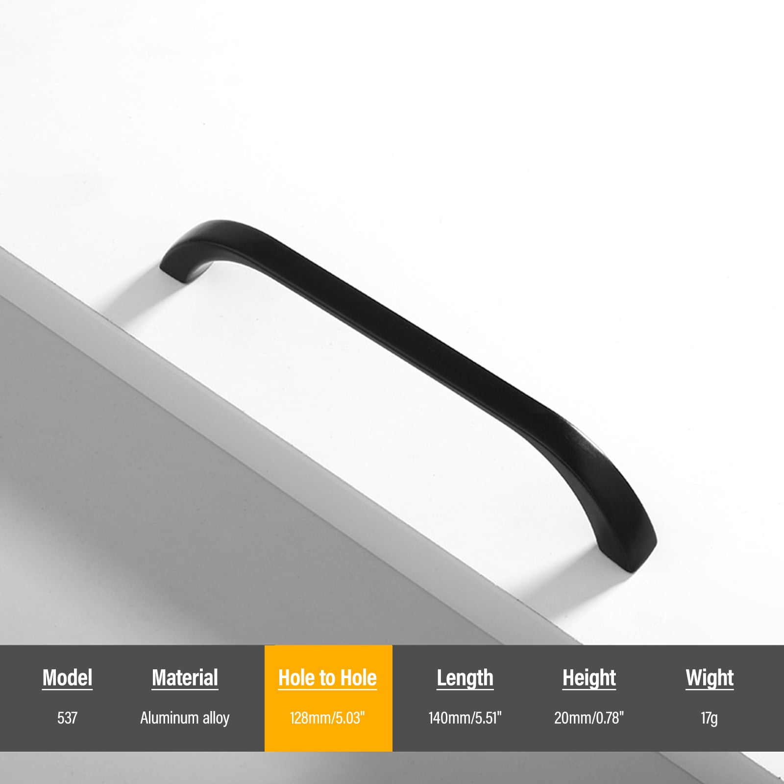 CHEERFUN Black Aluminum Alloy Cabinet Handles 5.03 Inch Hole to Hole ...