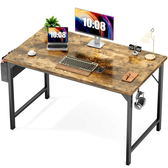 CHEERFUN Computer Desk Home Office Desk with Storage Bag and Iron Hook ...