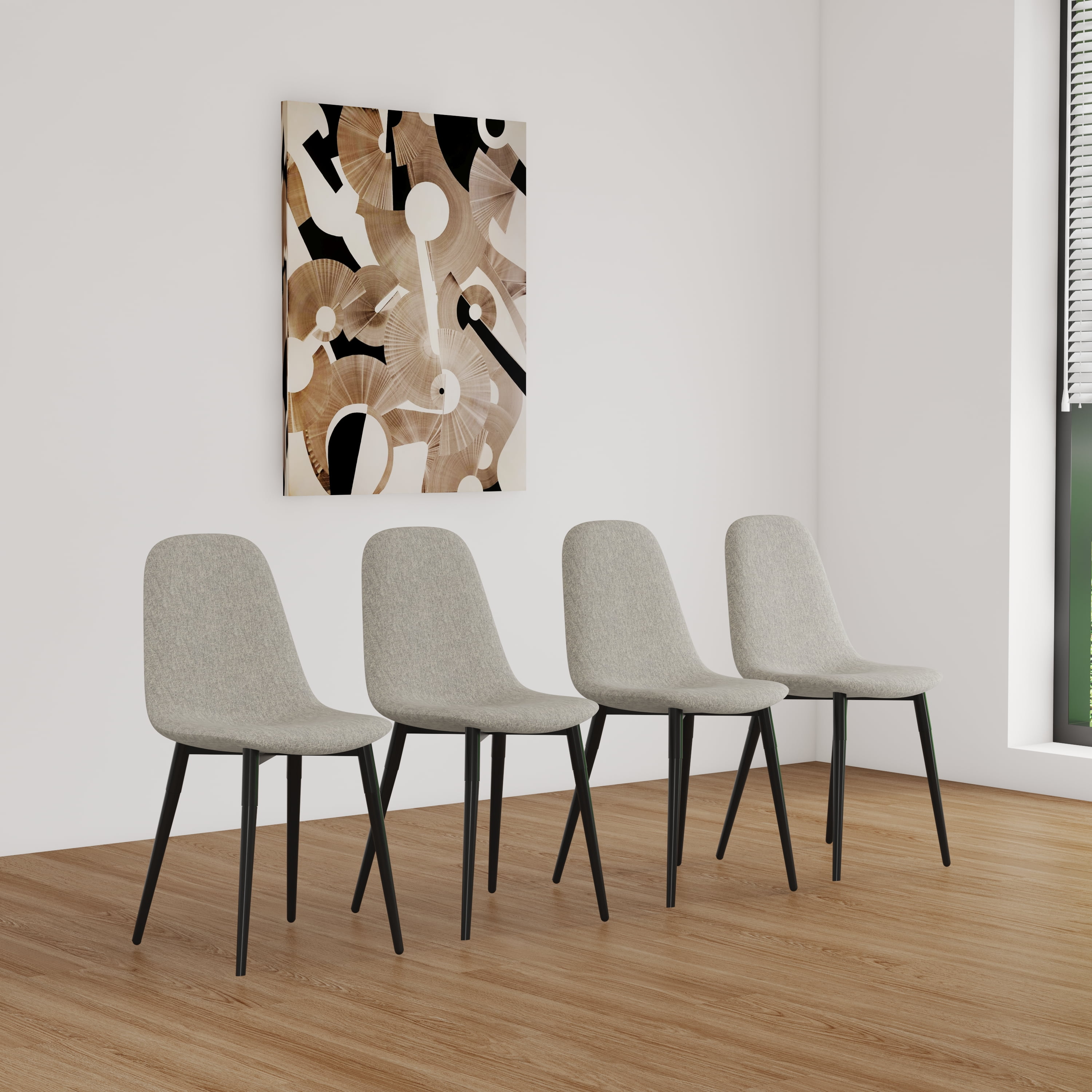 CHEERFUN Dining Chairs Set of 4, Modern Spoon Shape Upholstered Accent ...