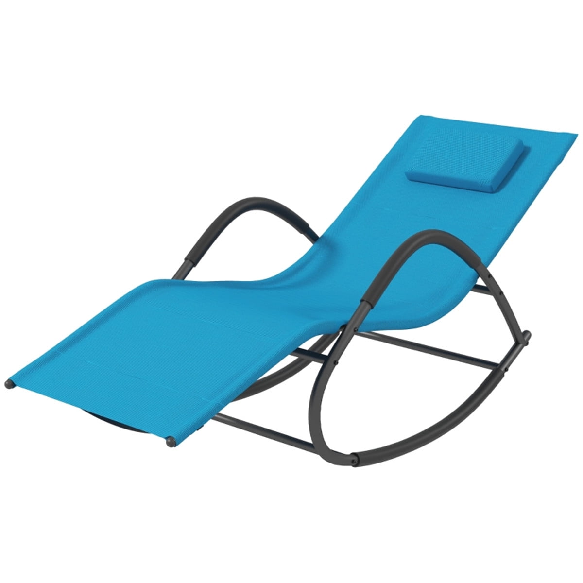 CHEERFUN Folding Lounge Rocking Chair with Padded Headrest, Outdoor ...