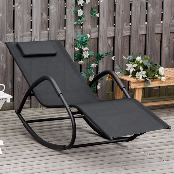 CHEERFUN Folding Rocking Lounge Chair for Patio, Adjustable Outdoor ...