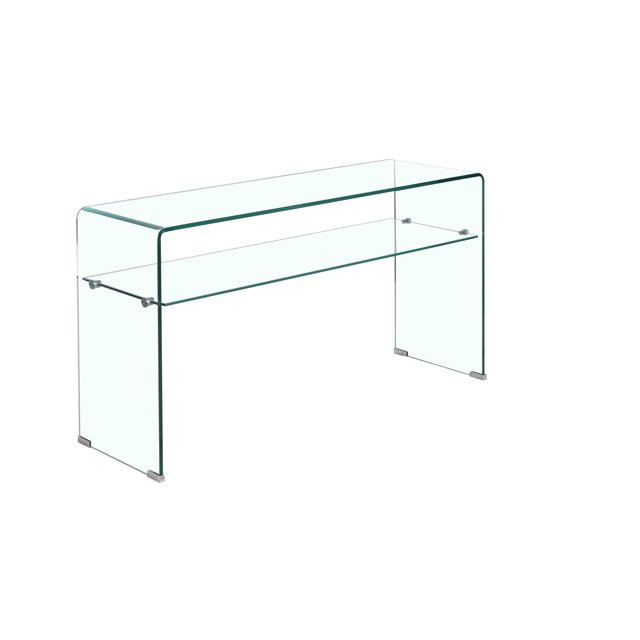 CHEERFUN Glass Console Table, Transparent Tempered Glass Sofa Table ...