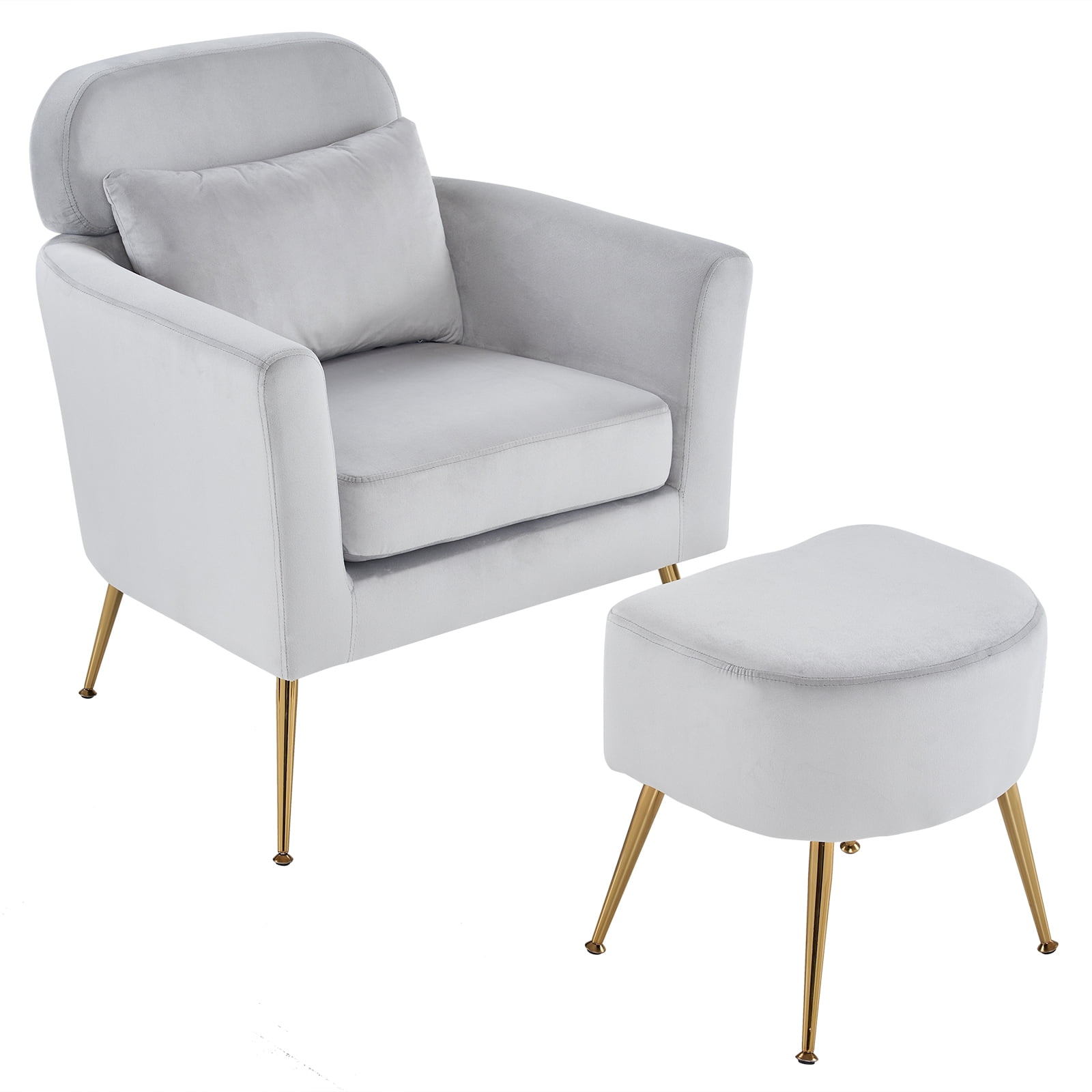 CHEERFUN Half Disassembled Single Chair with Gold Feet and Ottoman ...