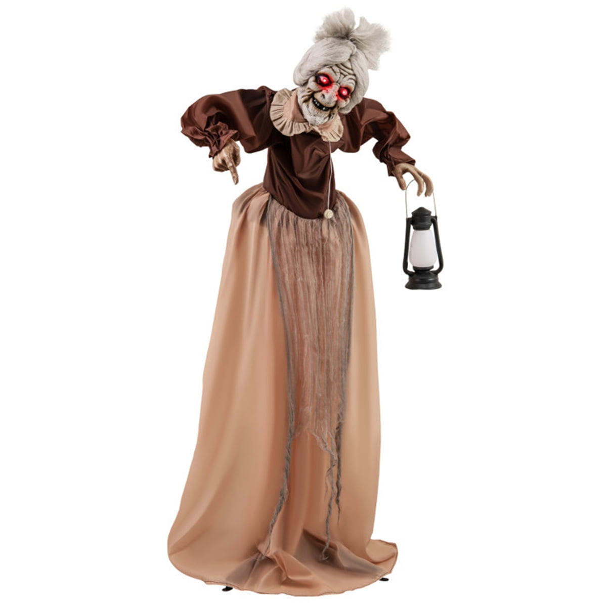 CHEERFUN Halloween Decoration Talking Old Lady with LED Eyes and ...