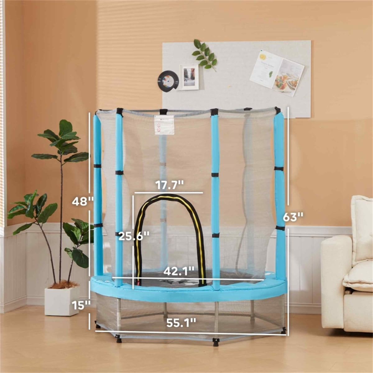 CHEERFUN Kids Trampoline with Safety Enclosure Net, Indoor Mini ...