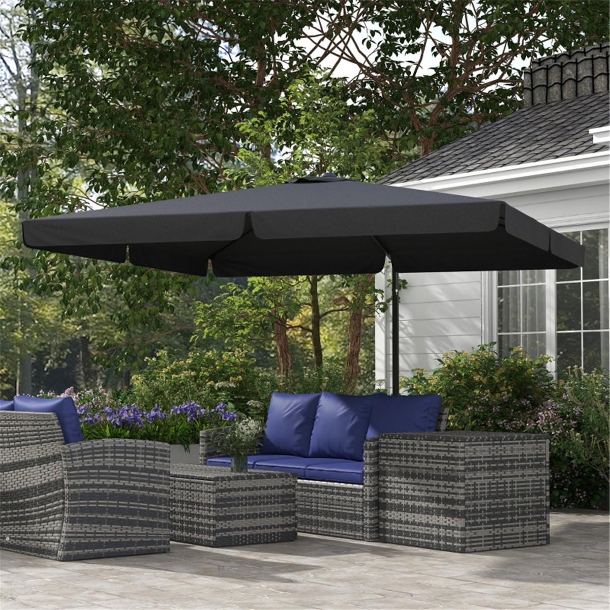 CHEERFUN Large Outdoor Patio Umbrella - Rectangular Sun Shade for ...