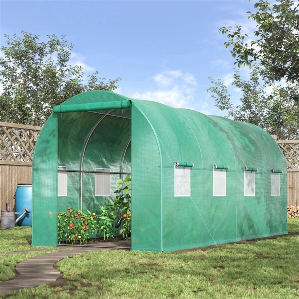 CHEERFUN Mini Walk-in Greenhouse with Durable PE Cover and Steel Frame ...
