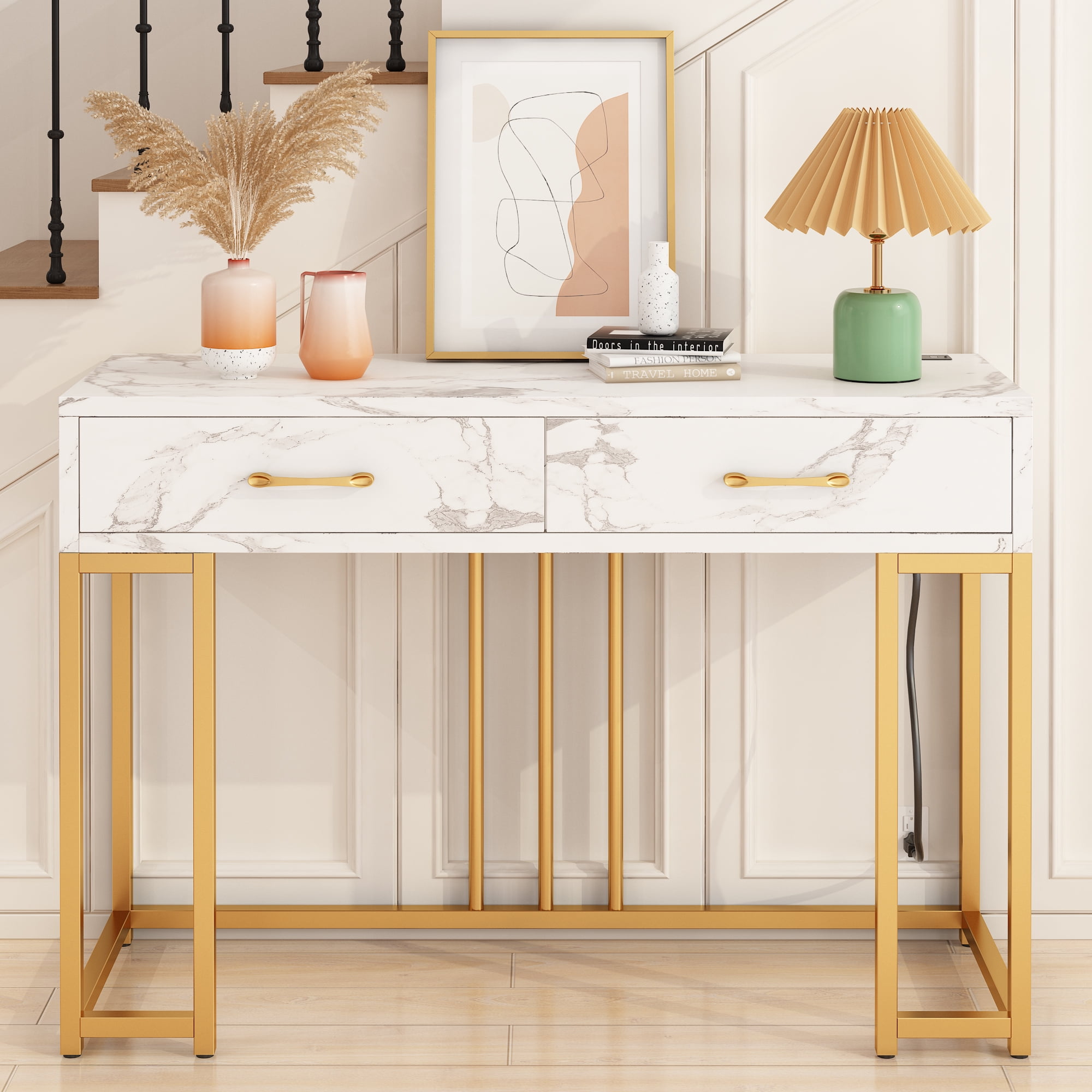 CHEERFUN Modern Console Table with 2 Drawers, Entryway Table with ...