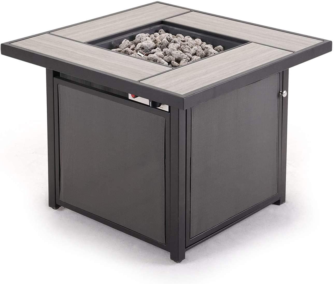 CHEERFUN Outdoor 32 Inch Propane Gas Fire Pit Table with 40,000 BTU ...