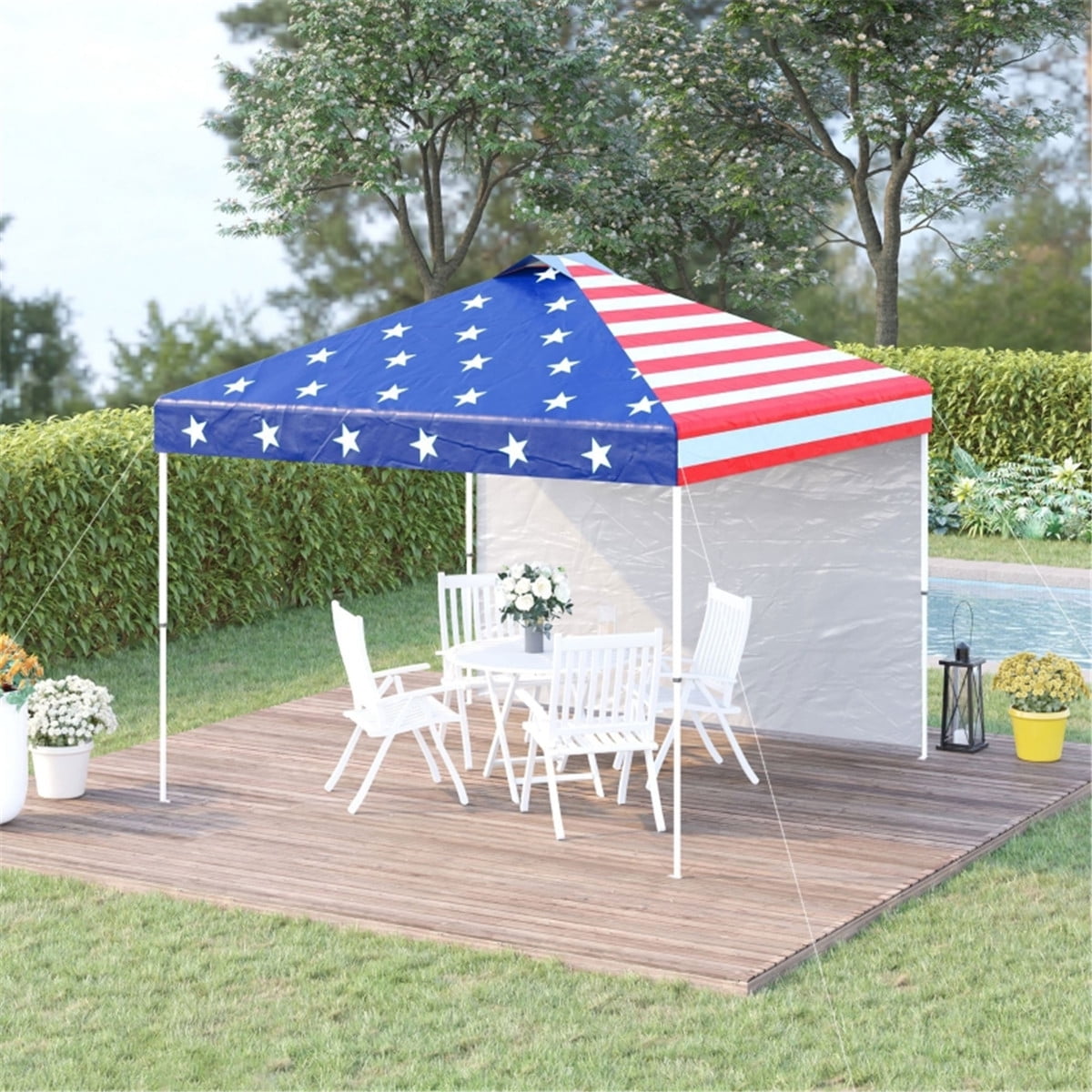 CHEERFUN Outdoor Foldable Camping Tent Gazebo with American Flag Design ...