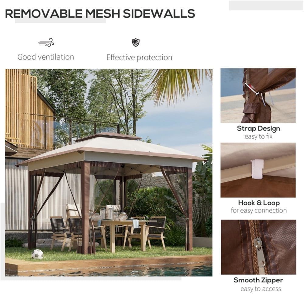 CHEERFUN Outdoor Gazebo with Removable Mesh Sidewalls, Waterproof ...