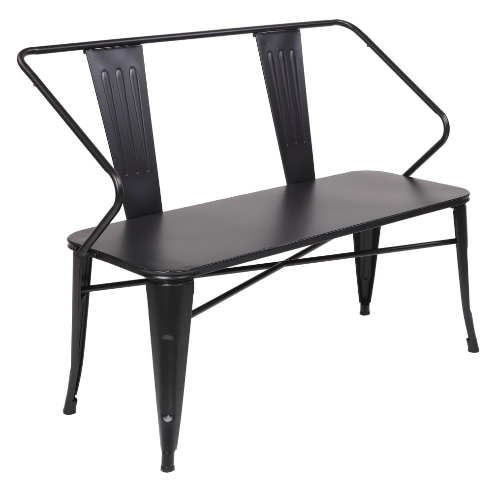 CHEERFUN Outdoor Metal Bench, Industrial Vintage Mid-Century Dining ...