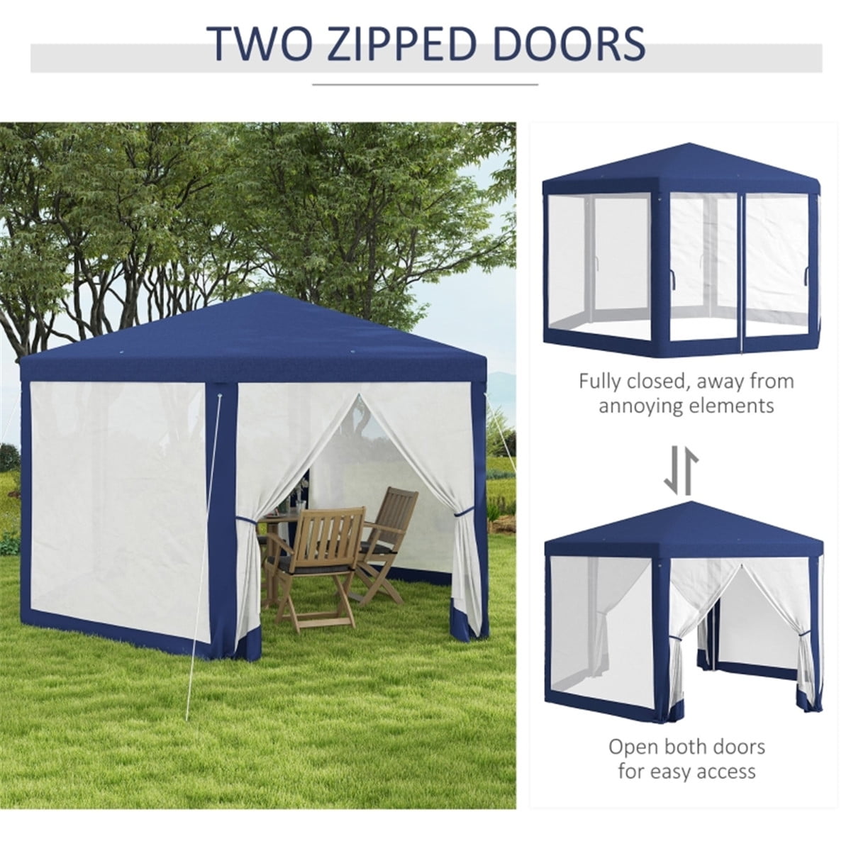 CHEERFUN Outdoor Party Tent with Zipped Doors, Waterproof Canopy for ...