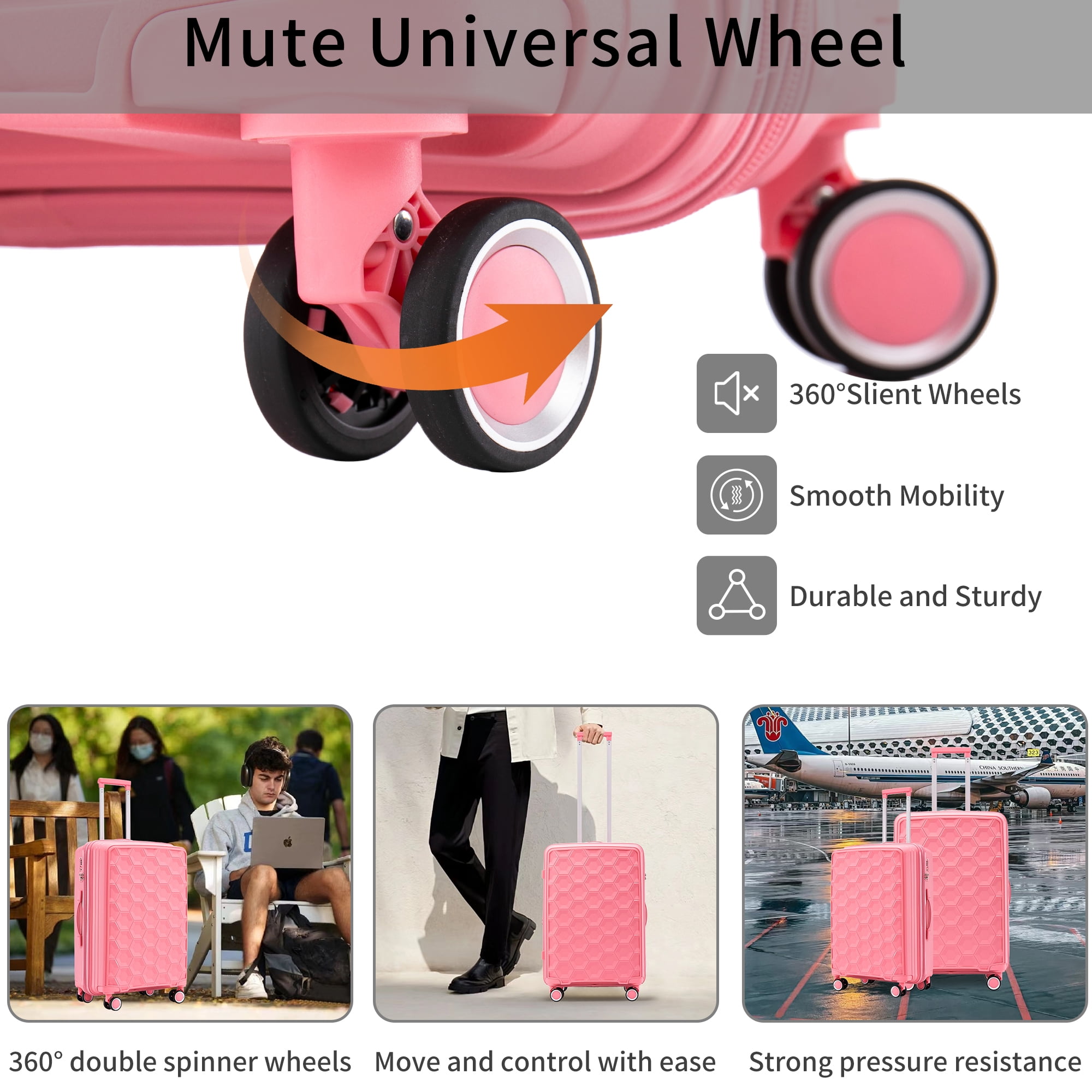 CHEERFUN PP Luggage Sets 3-Piece (20/24/28), Expandable Hard Shell ...