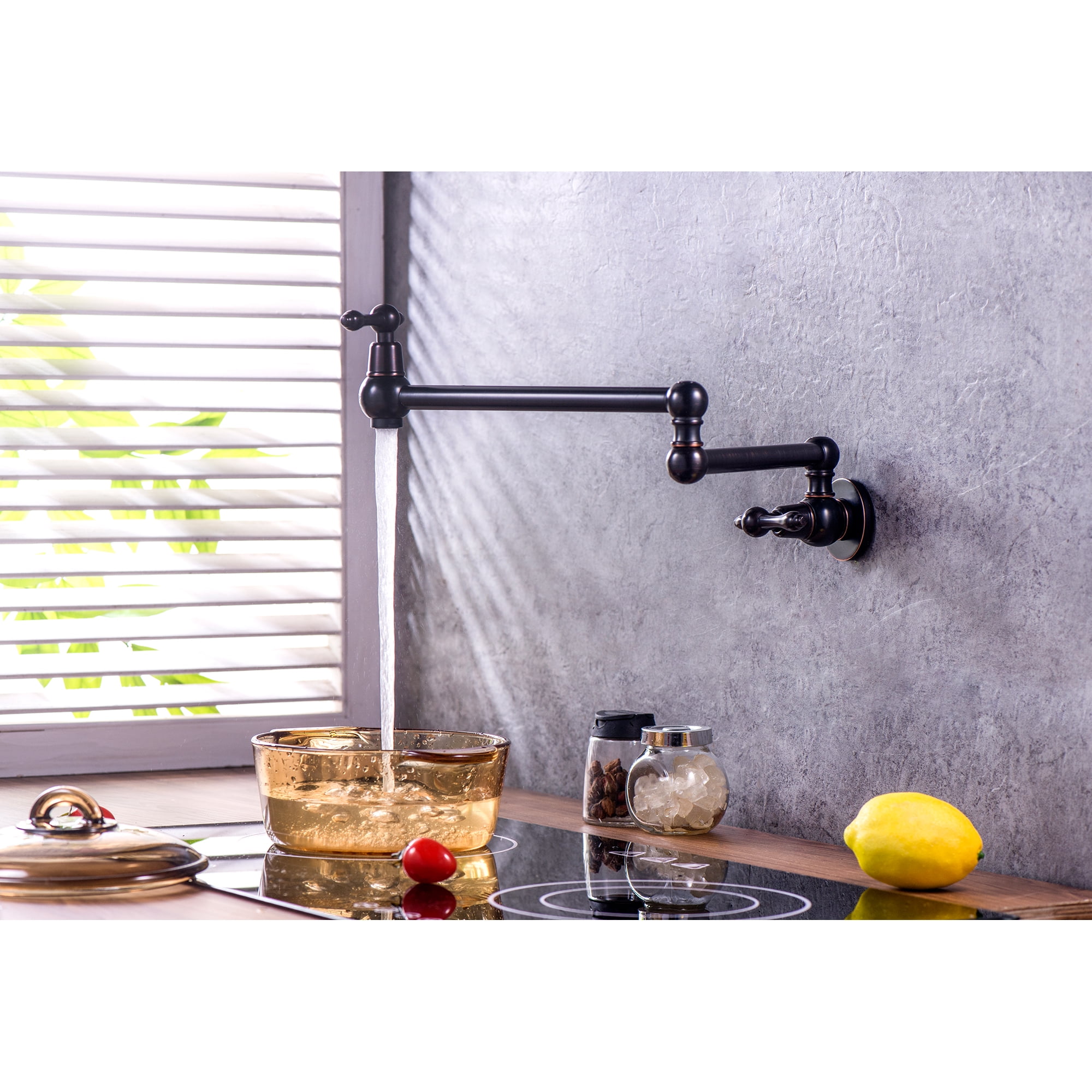 CHEERFUN Pot Filler Faucet Wall Mount - Oil-Rubbed Bronze Kitchen Sink ...