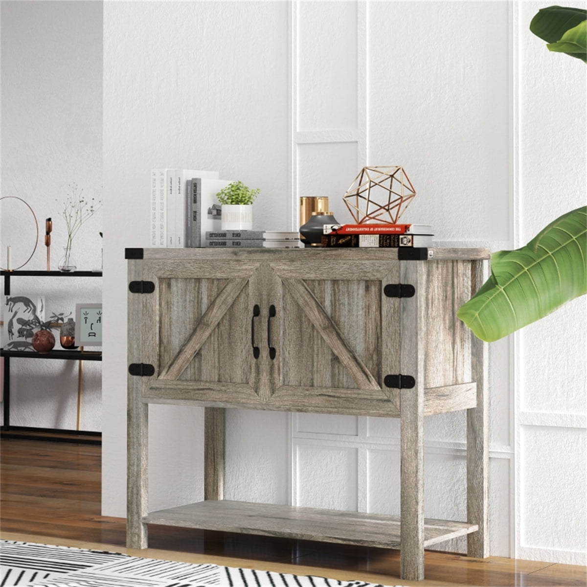 CHEERFUN Rustic Kitchen Storage Cabinet with Shelves, Wooden Kitchen ...