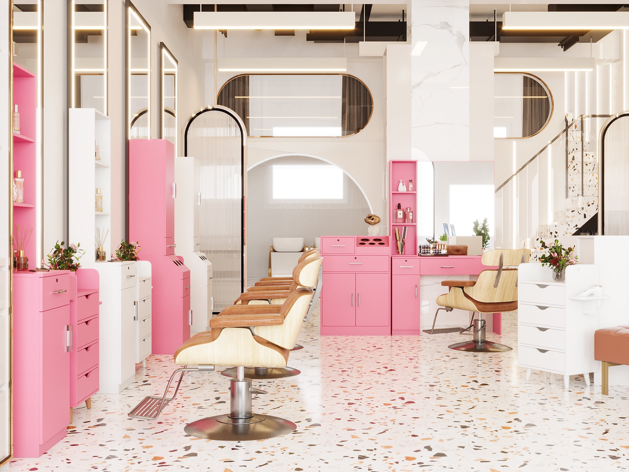 CHEERFUN Salon Station, Barber Stations with 2-Tier Storage Shelf, Hair ...