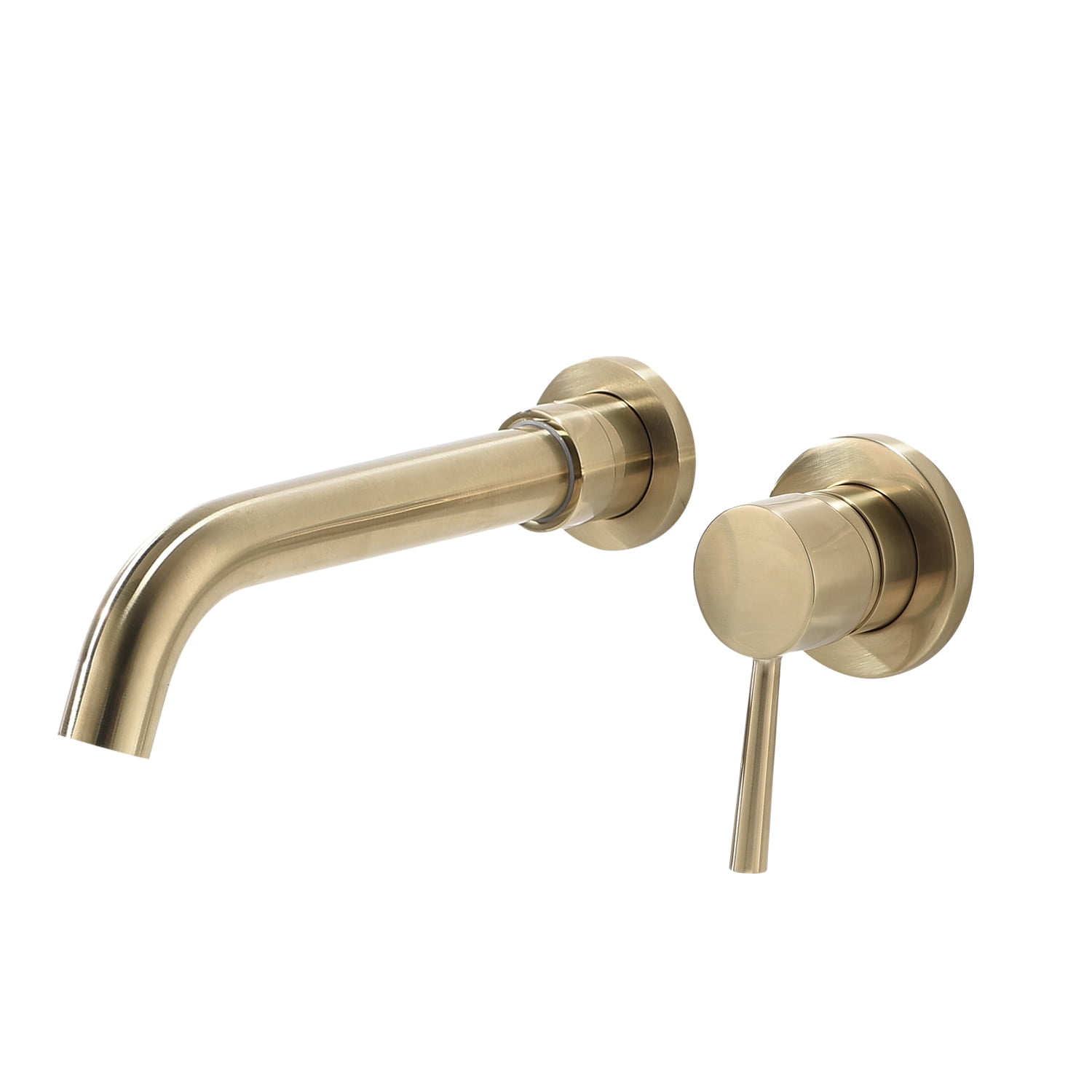 CHEERFUN Single Lever Handle Wall Mounted Bathroom Faucet Brushed Gold ...