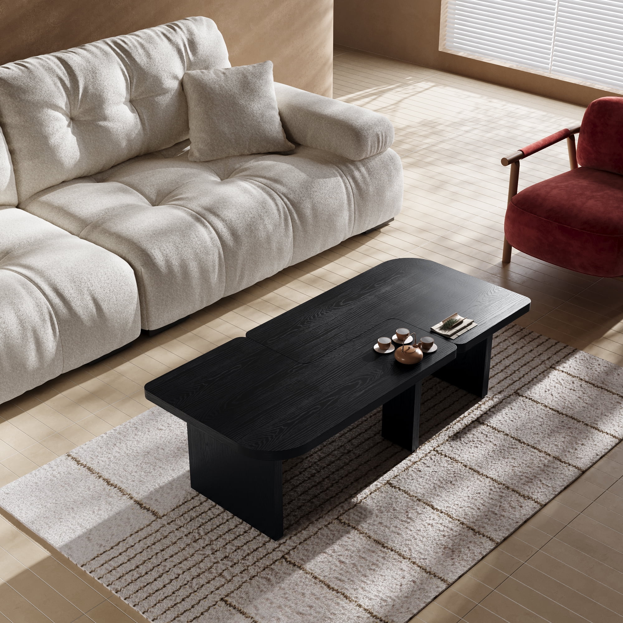CHEERFUN TOVA 54'' Modern Minimalist Coffee Table, Thick MDF Tea Table ...