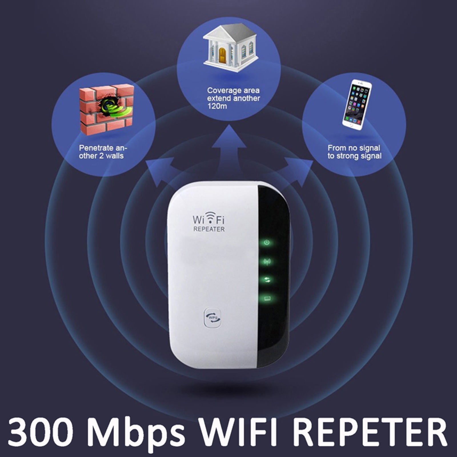 CHEERFUN WiFi Repeater 300Mbps Signal Booster Range Extender for Home ...