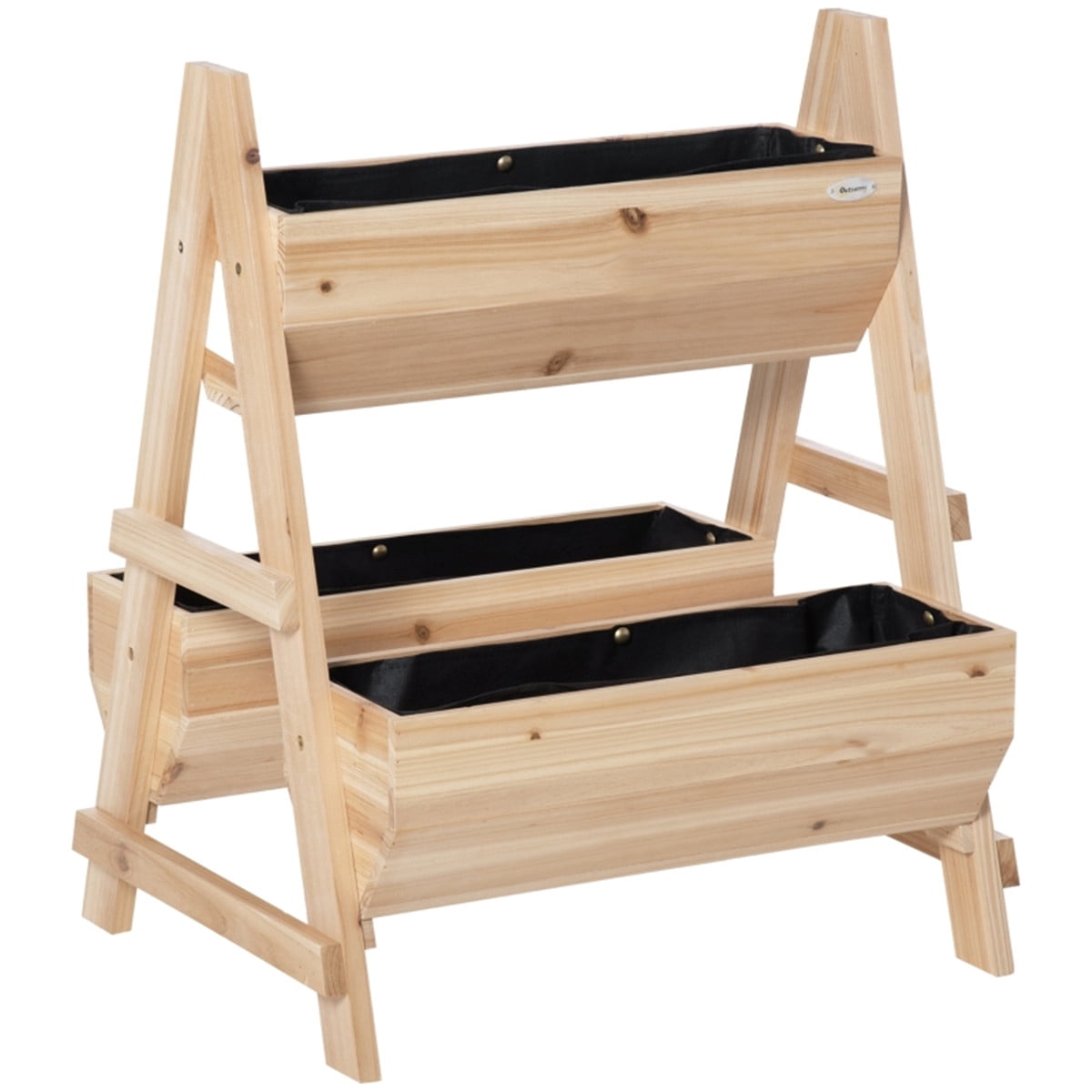 CHEERFUN Wooden Garden/Balcony Plant Stand with 3 Tiers for Flower and ...