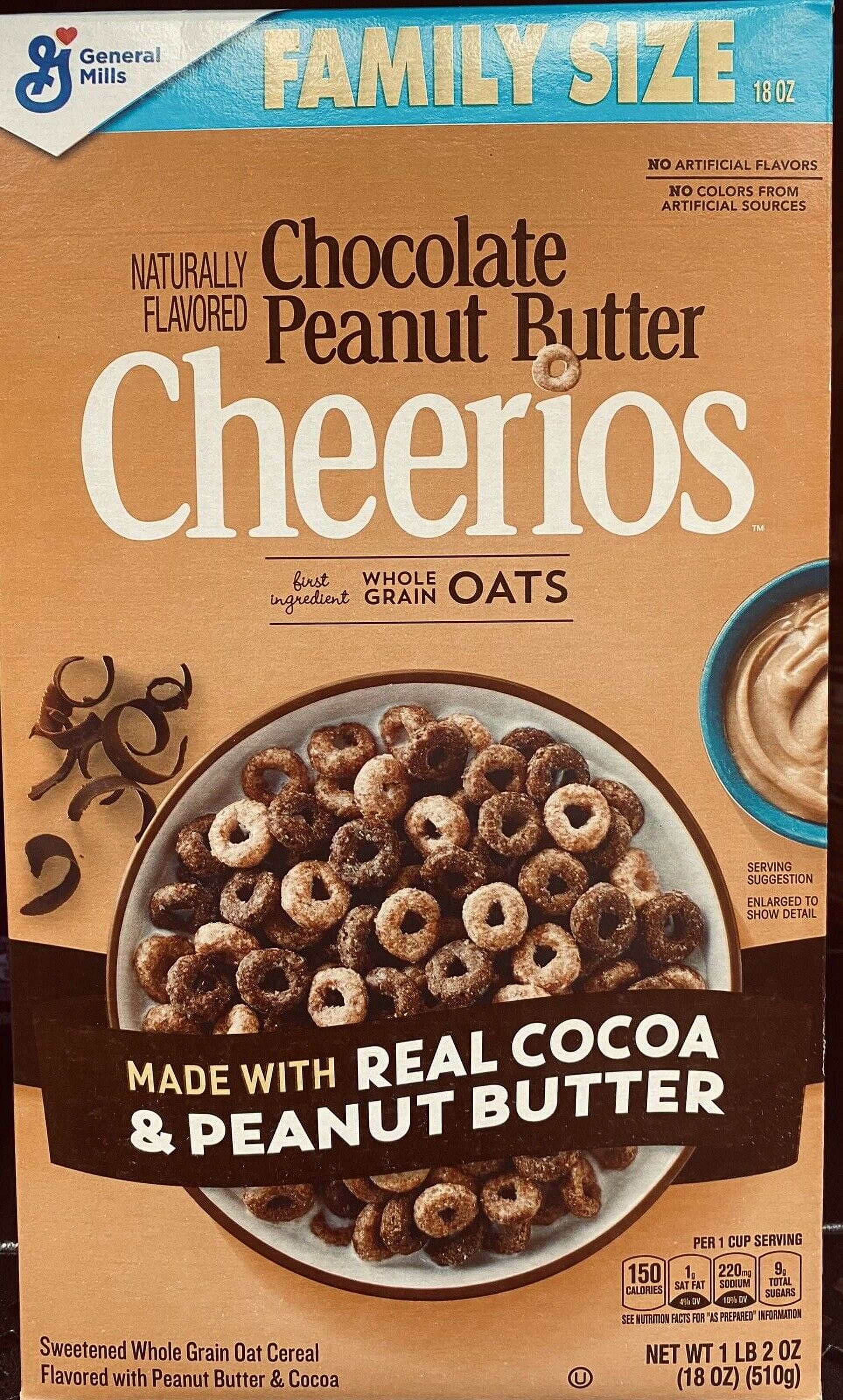 CHEERIOS FAMILY SIZE CHOCOLATE PEANUT BUTTER Whole Grain Oats Cereal 18 ...