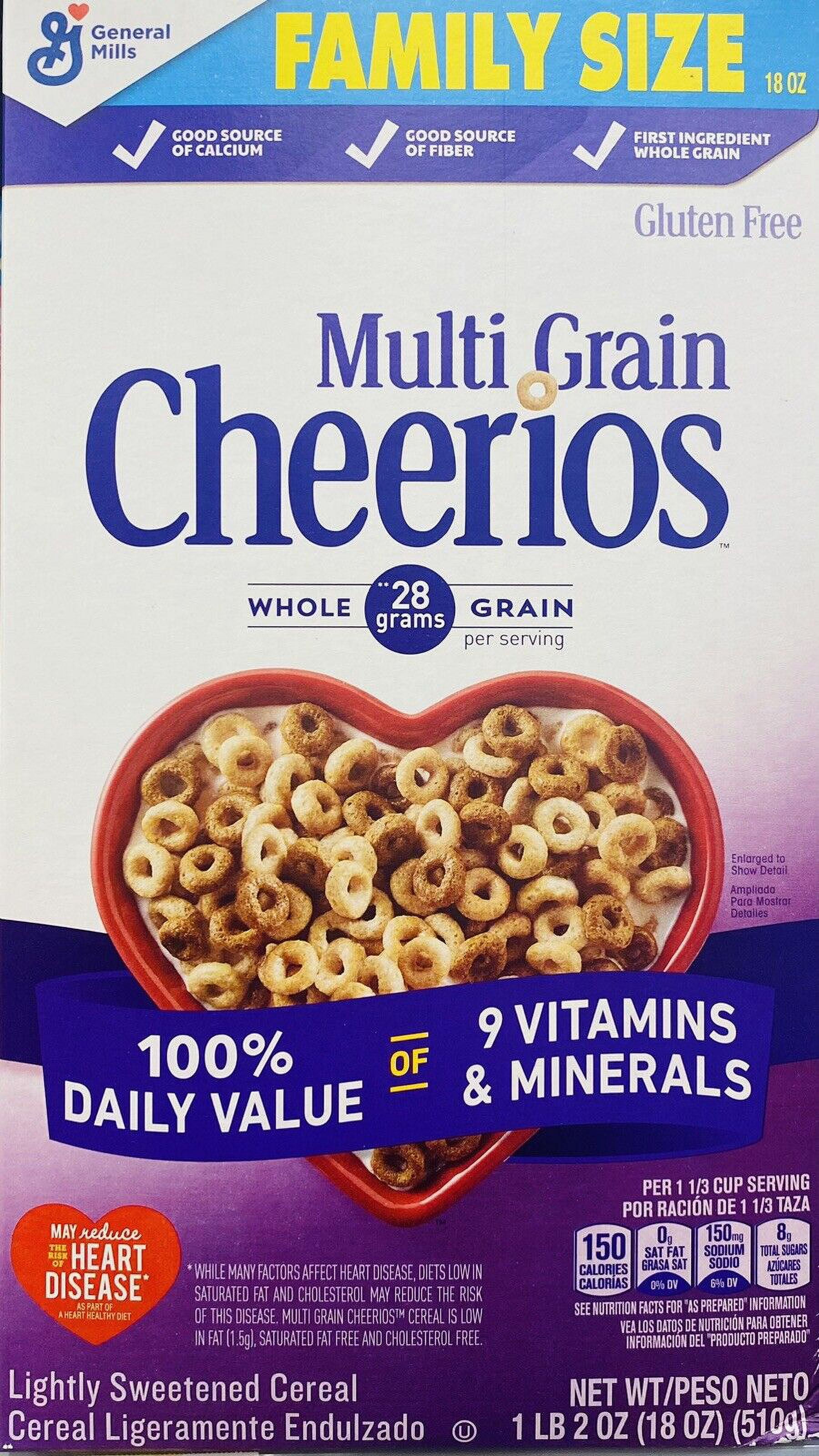 CHEERIOS FAMILY SIZE MULTI GRAIN Heart Healthy Whole Grain Oats Cereal ...