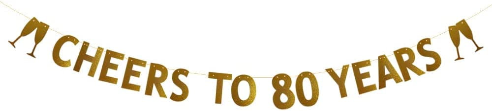 CHEERS TO 80 YEARS Banner for 80th Birthday/Wedding Anniversary Party ...
