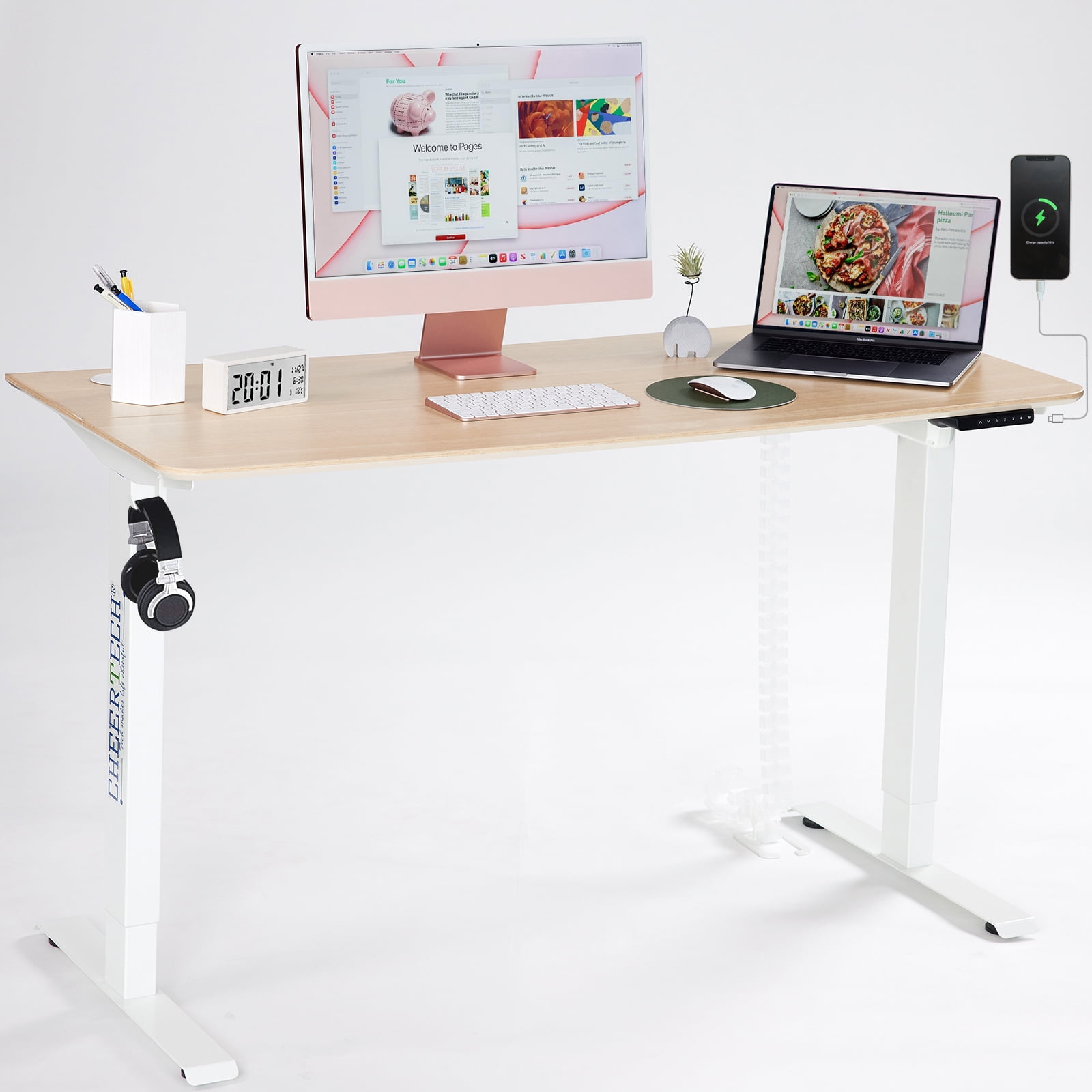 CHEERTECH Electric Height Adjustable Standing Desk, Luxury Editon, 55 ...