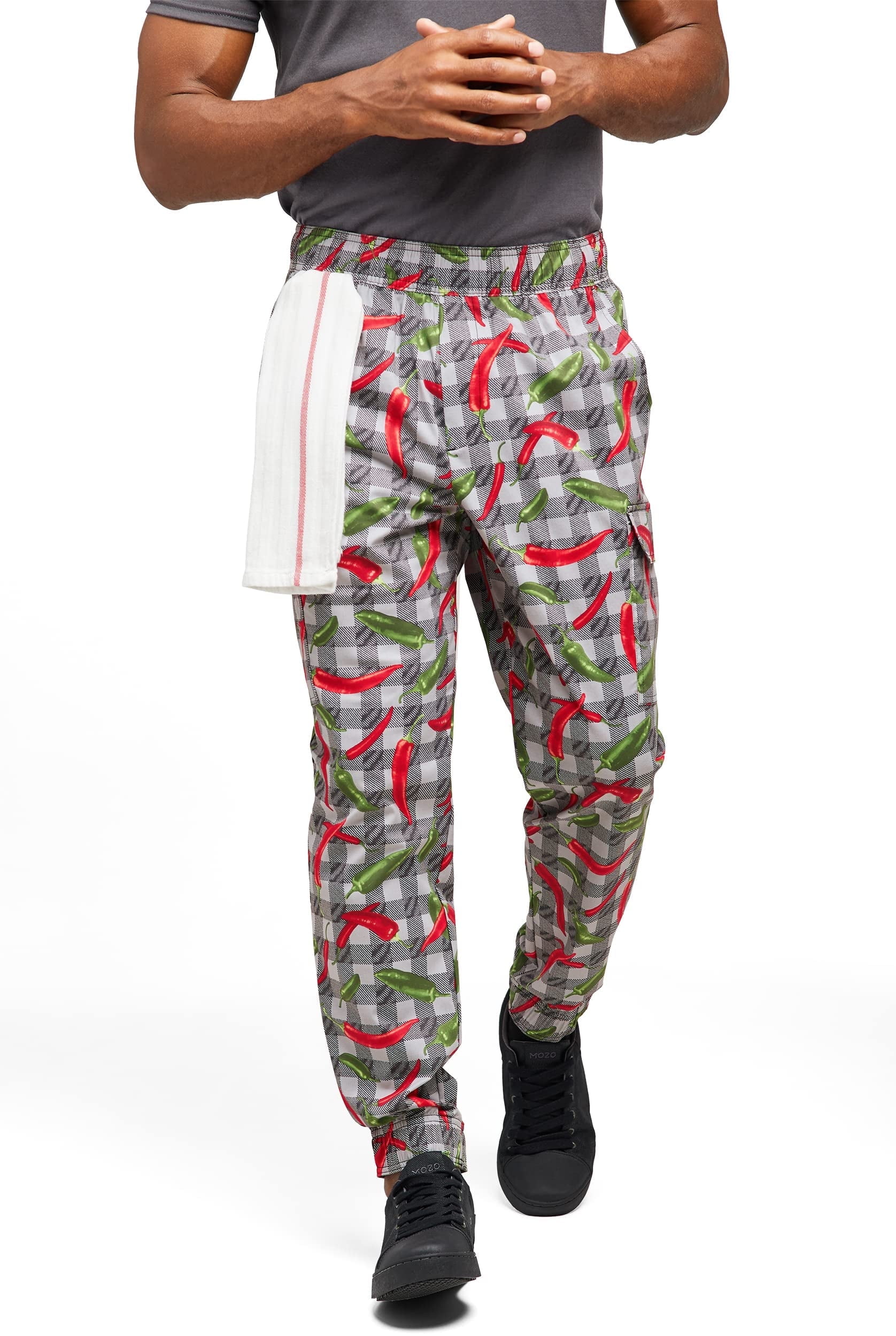 CHEF 360 Men's 7-Pocket Peppers Print Stretch Jogger Chef Pant (L ...