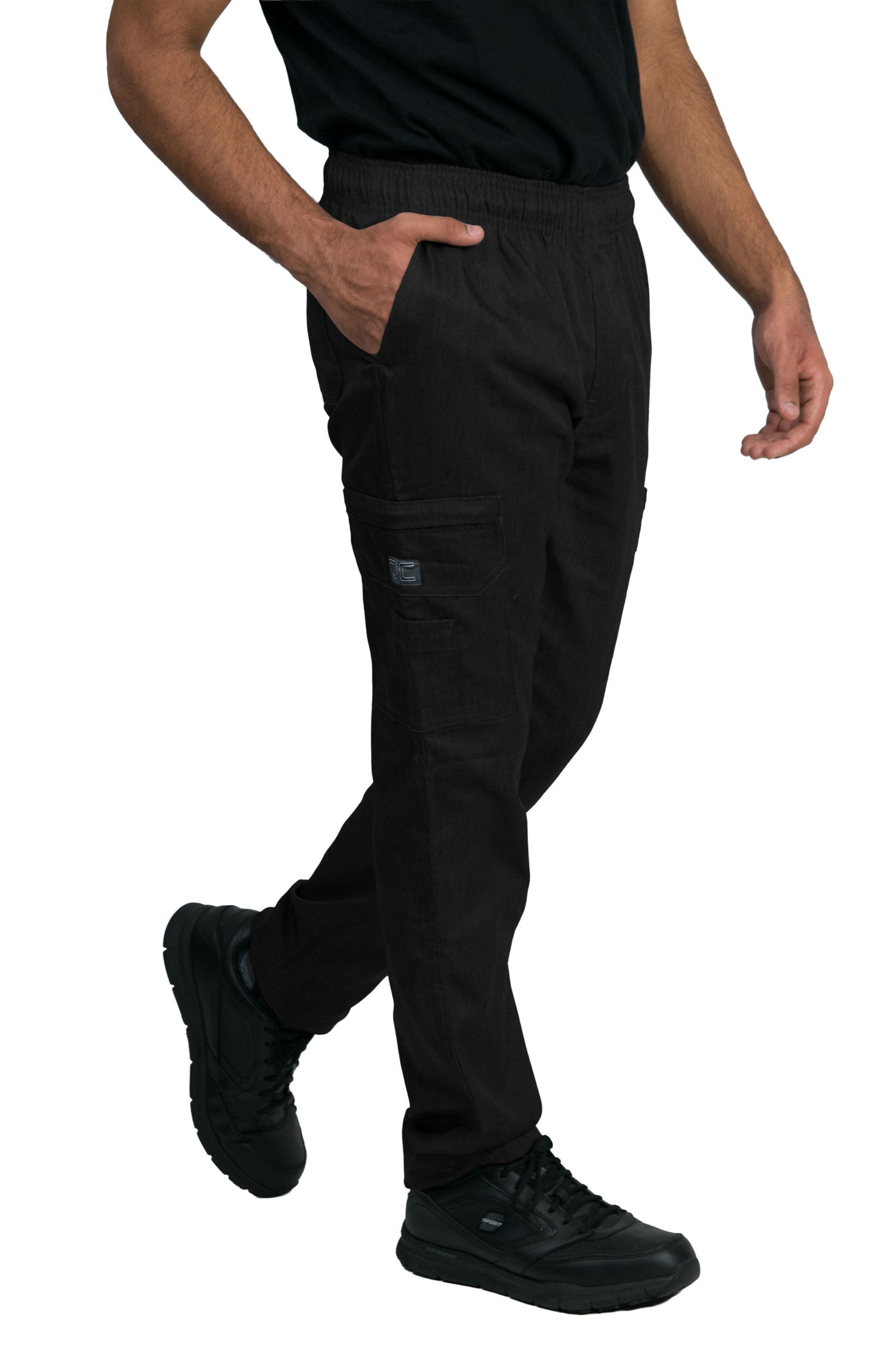Chef Code Modern Slim Fit Chef Pants with Zipper Cargo Pockets, Elastic ...