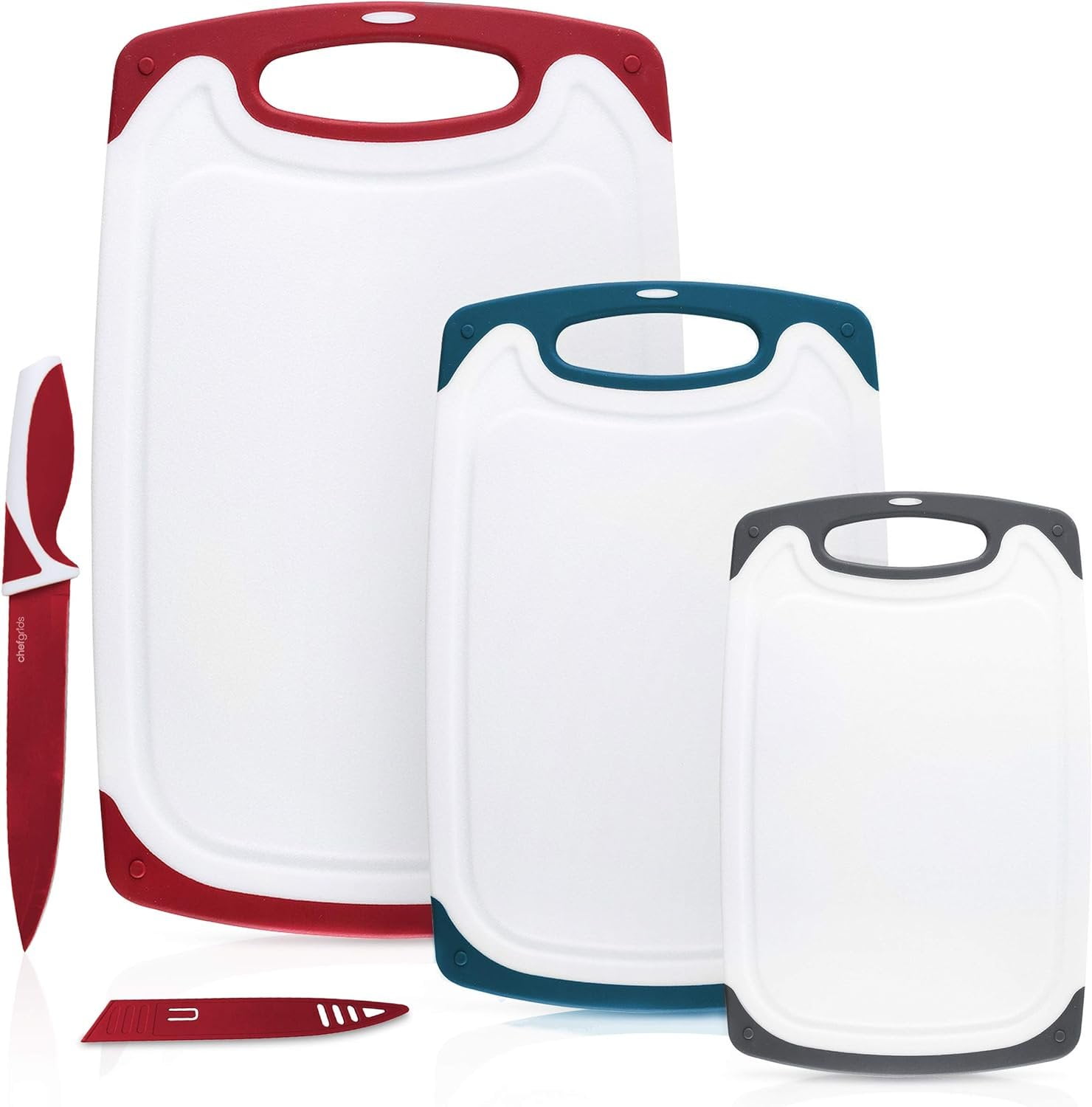 CHEF GRIDS Durable Plastic Cutting Board Set, Chopping Board Thick ...