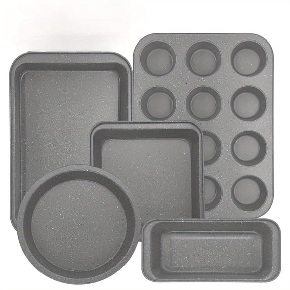 CHEF LANG 5pcs Bakeware Set Baking Pan Set Non-Stick Kitchen Oven Round ...