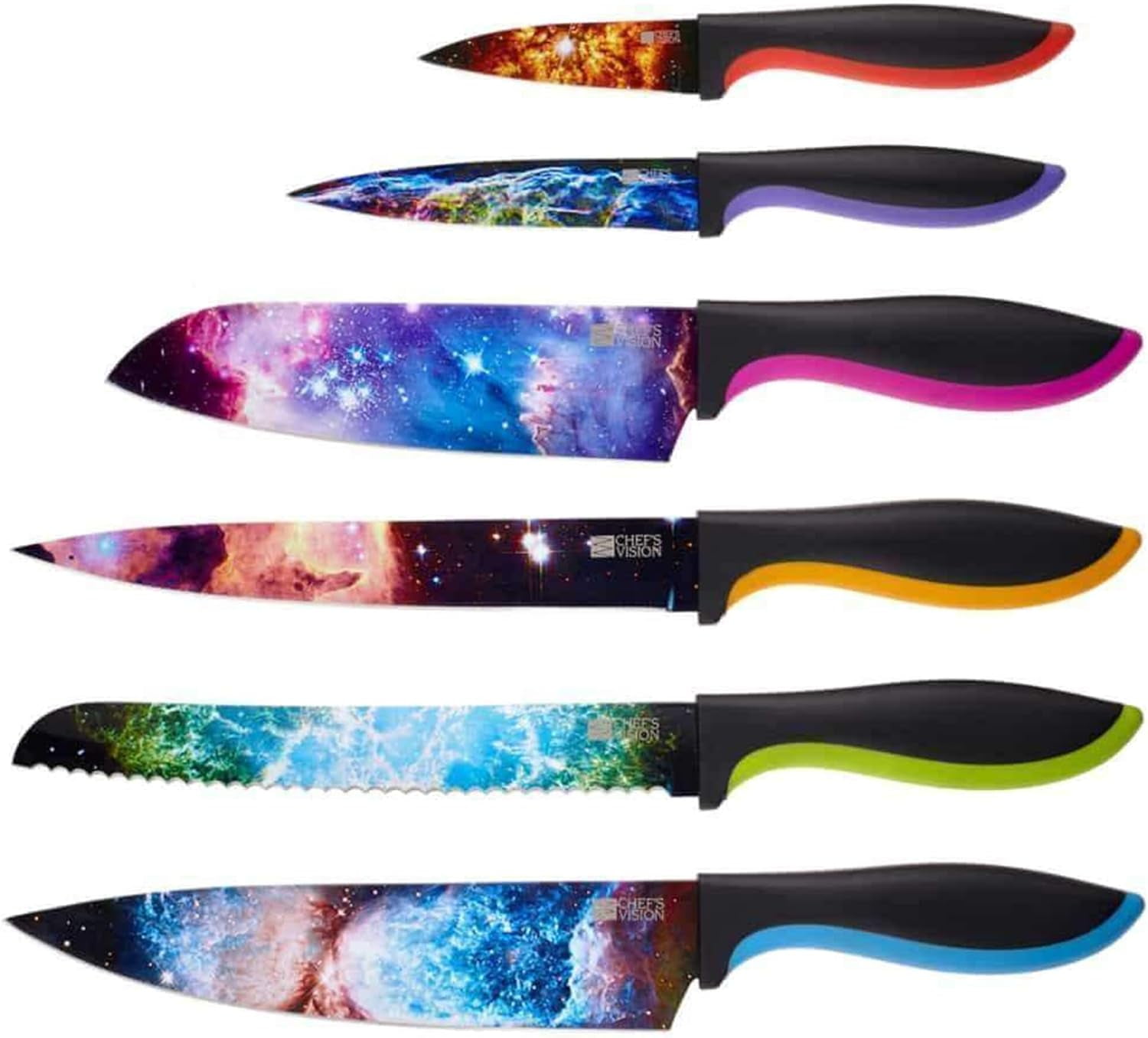 CHEF'S VISION Cosmos Knife Set - 6-Piece Stainless Steel Cutting Knives ...