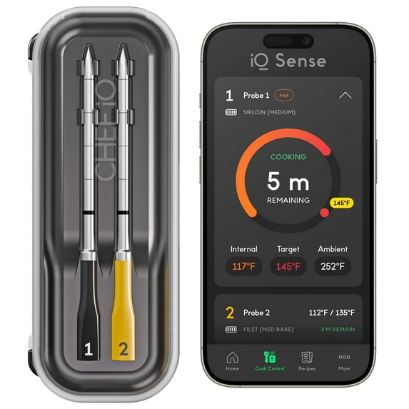 "CHEF iQ Smart Meat Thermometer, WiFi Unlimited Range, 5 Sensors, 2 ...